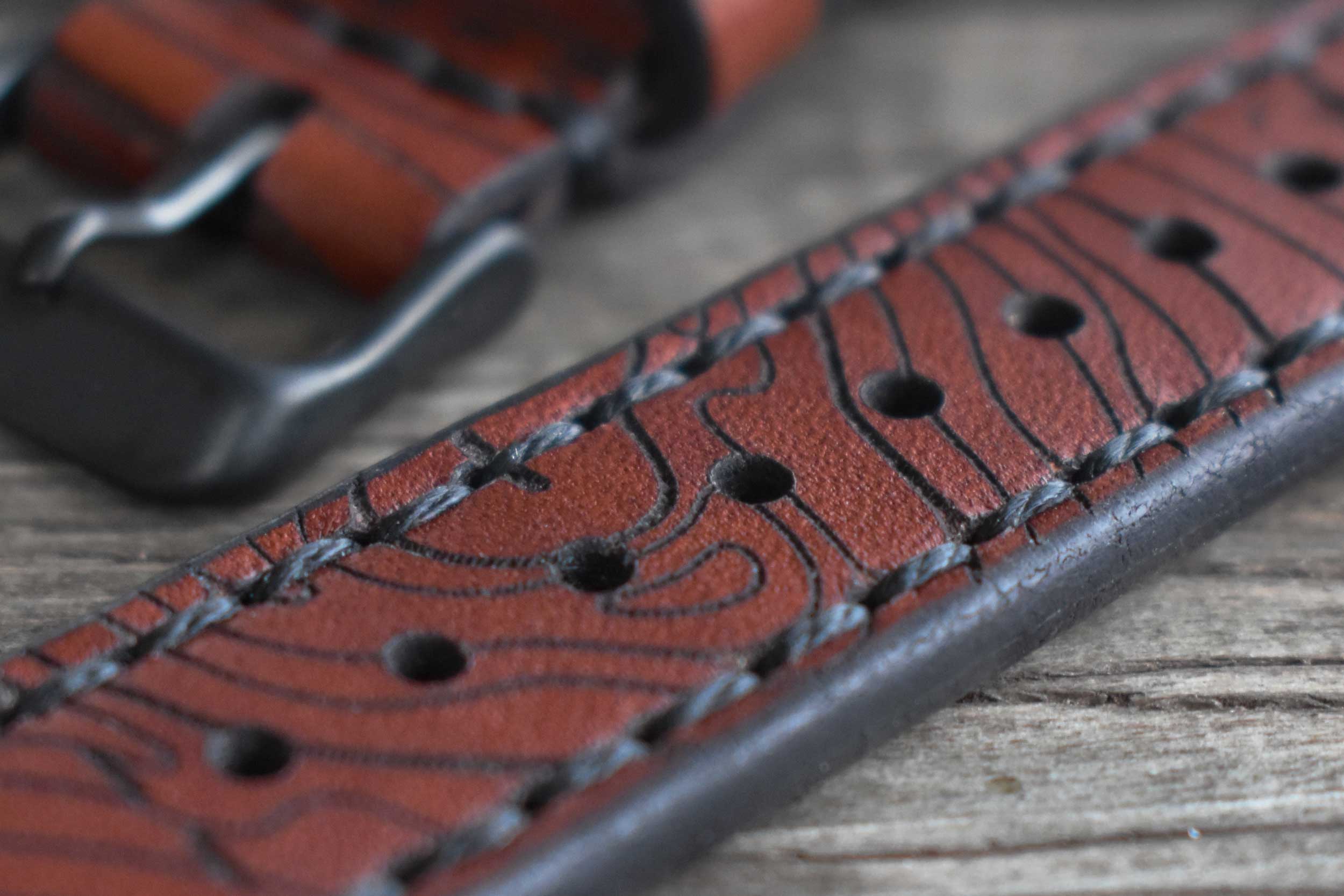 Classic Watch Strap - Medium Brown Topo Map – Blackthorn Leather