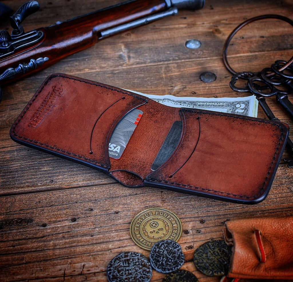 Jolly Roger Bi-Fold Wallet - Minimalist Slim Style – Blackthorn Leather