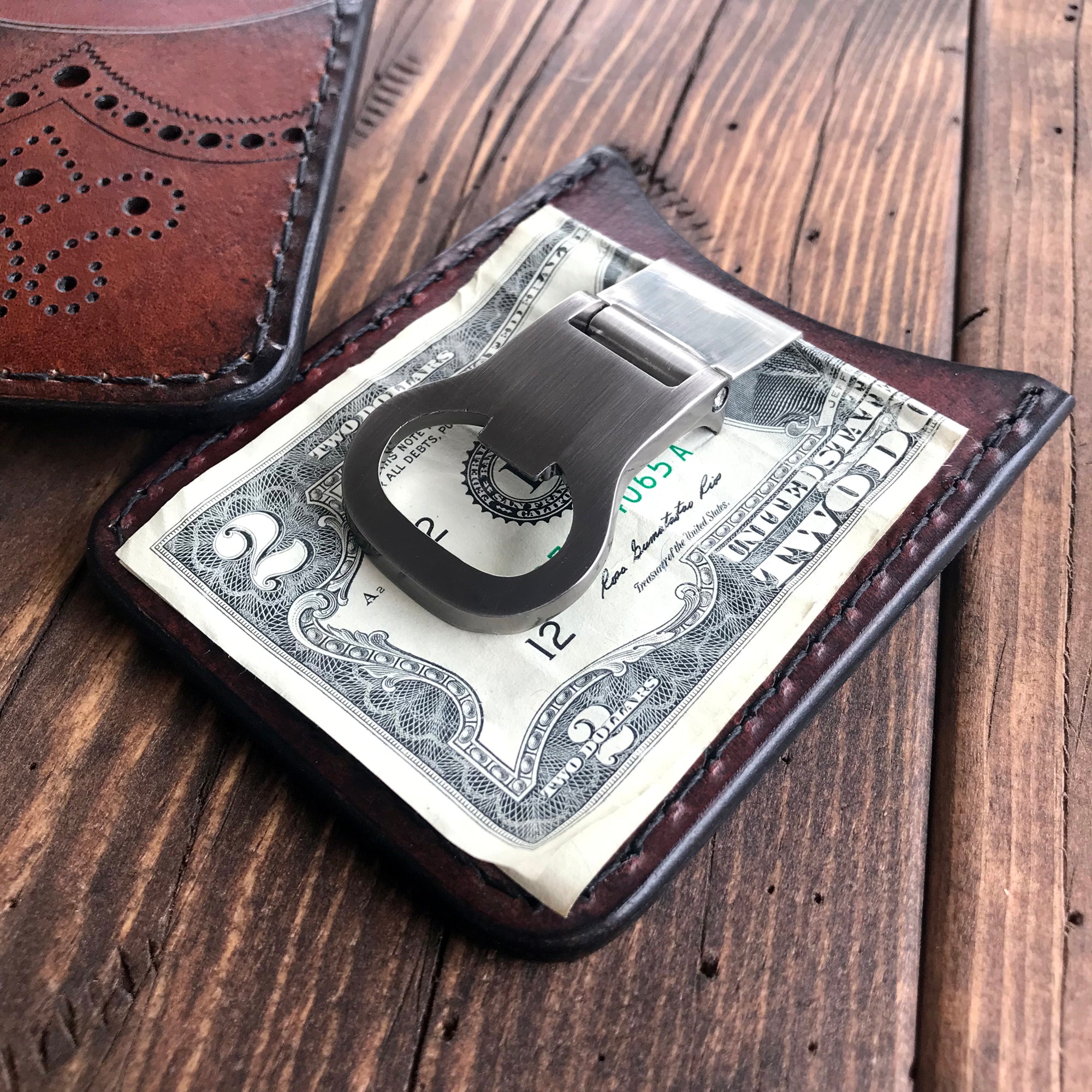 THE BROGUED ROVER II: Minimalist Credit Card Wallet with Money Clip ...